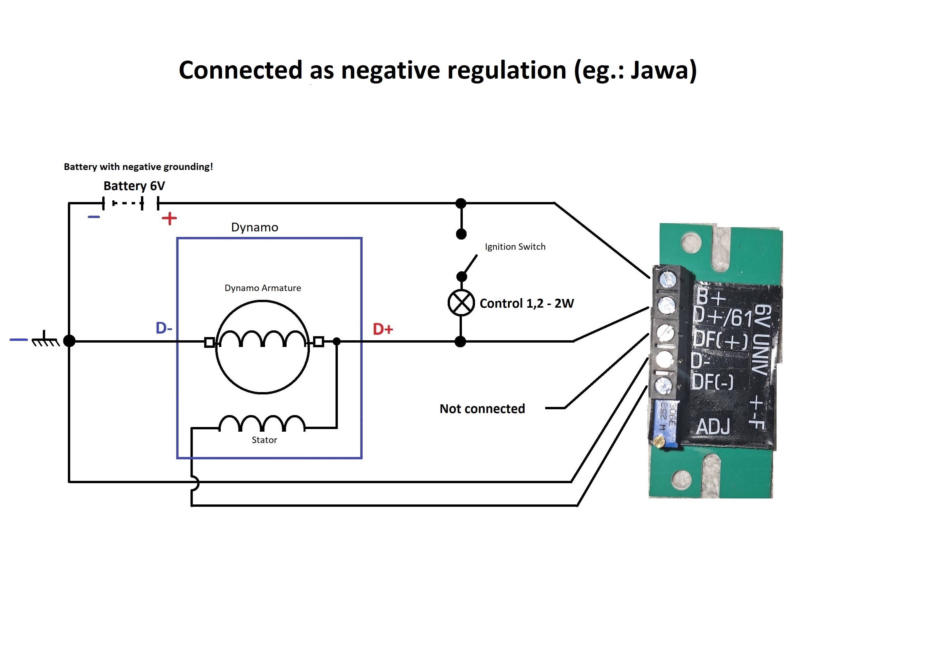 Installation manual universal dynamo regulator 6V - Solvart